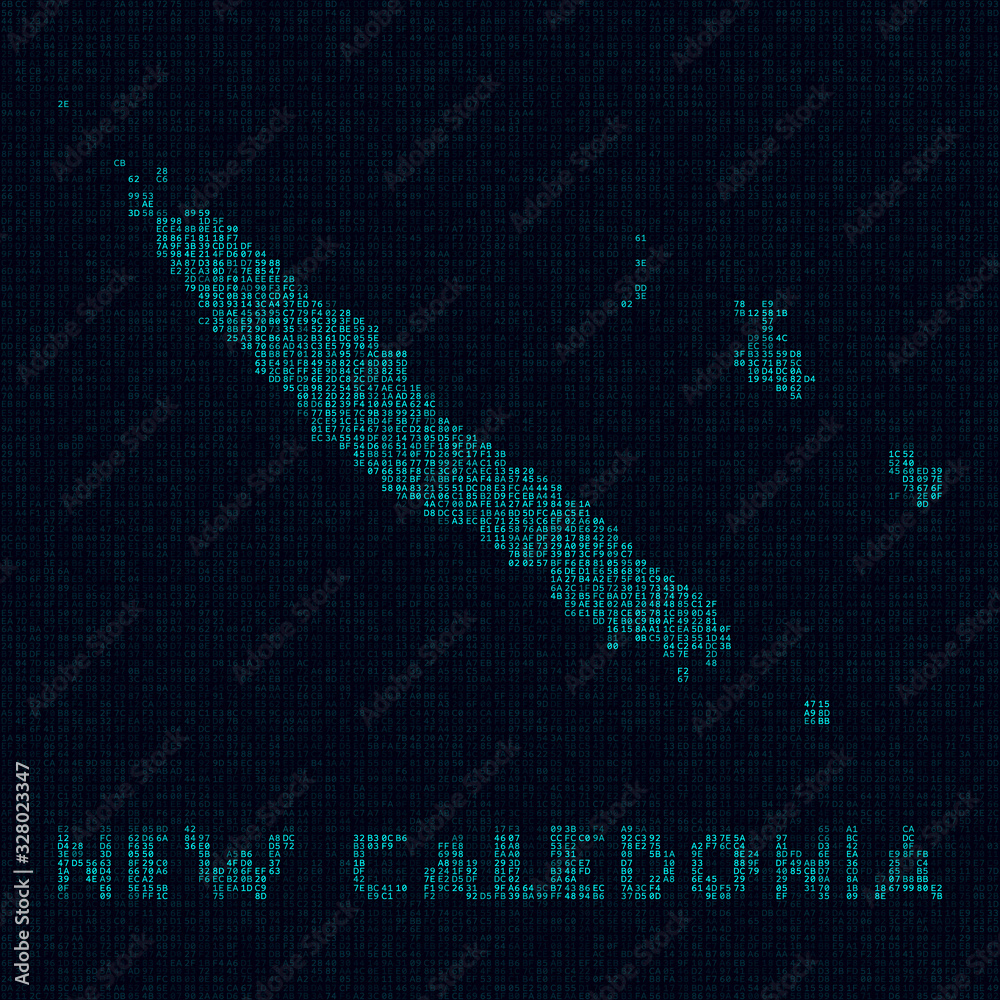 Vecteur Stock New Caledonia tech map. Country symbol in digital style ...