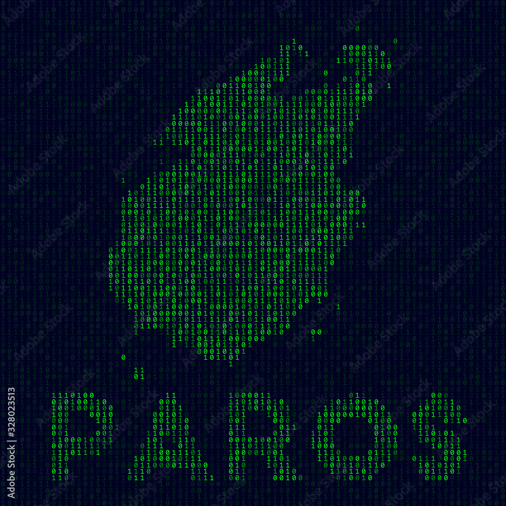 Digital Paros logo. Island symbol in hacker style. Binary code map of ...