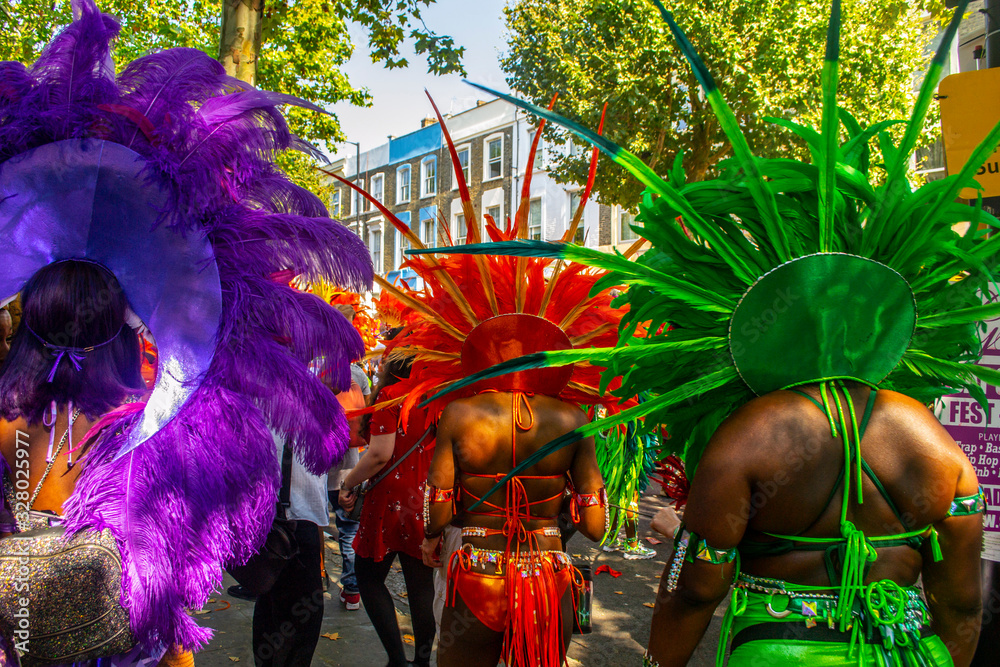 Women wearing traditional samba outfits at Notting Hill Carnival 2019 ...