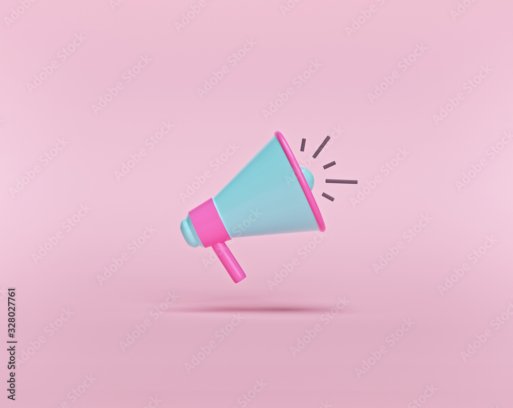 cartoon style, minimal Megaphone isolated on pastel pink background ...