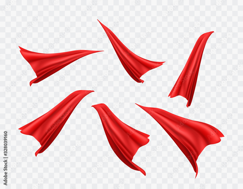 Cape set isolated on transparent background. Red superhero cloak ...