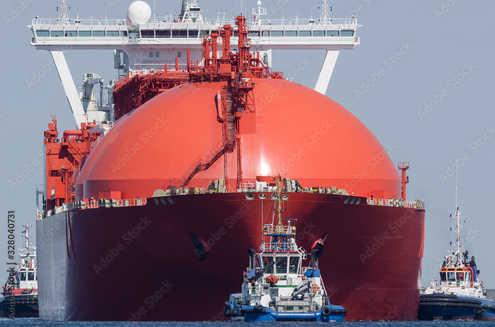 LNG TANKER - A giant ship with a natural gas load Stock Photo | Adobe Stock