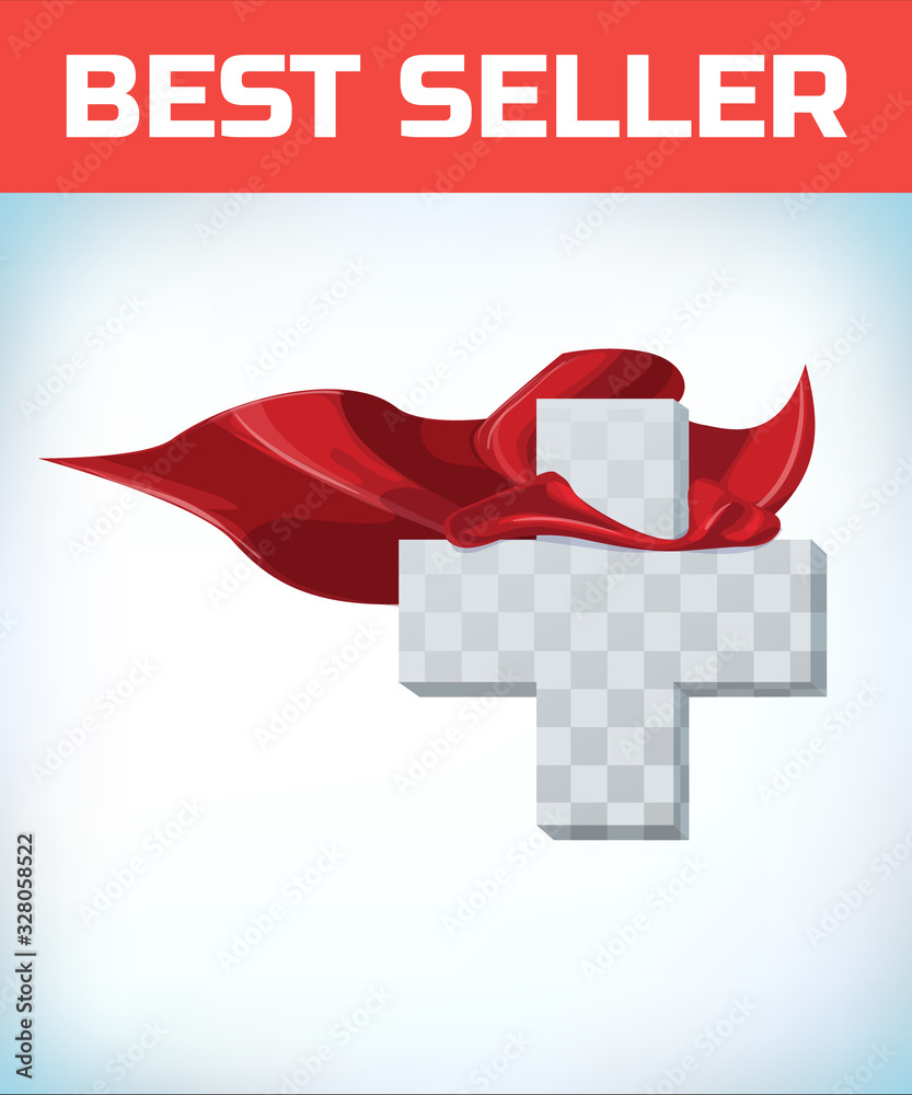 Equilateral cross in hero cape. Doctor super cloak. Pharmacy sign ...