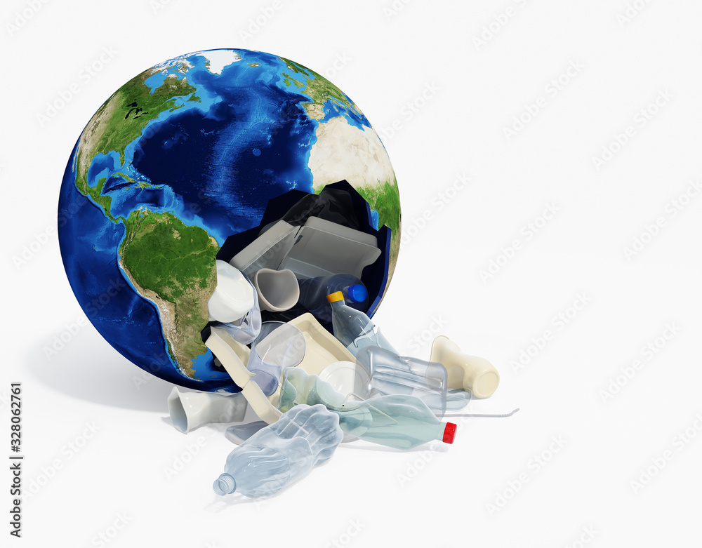 Earth Globe Full of Plastic Waste. Plastic Pollution Concept. 3D ...