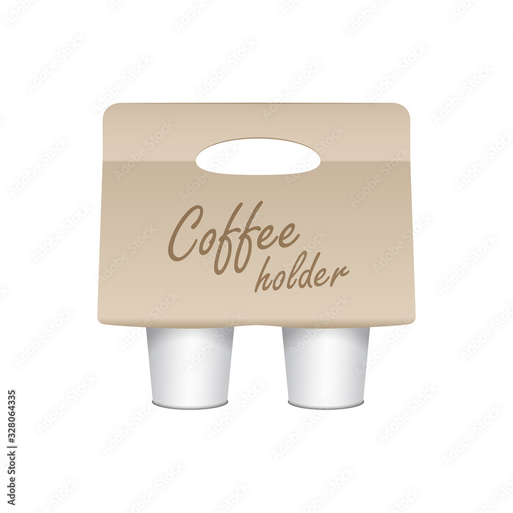 Coffee cup carton holder mock up. Cup holder takeaway Stock Vector ...