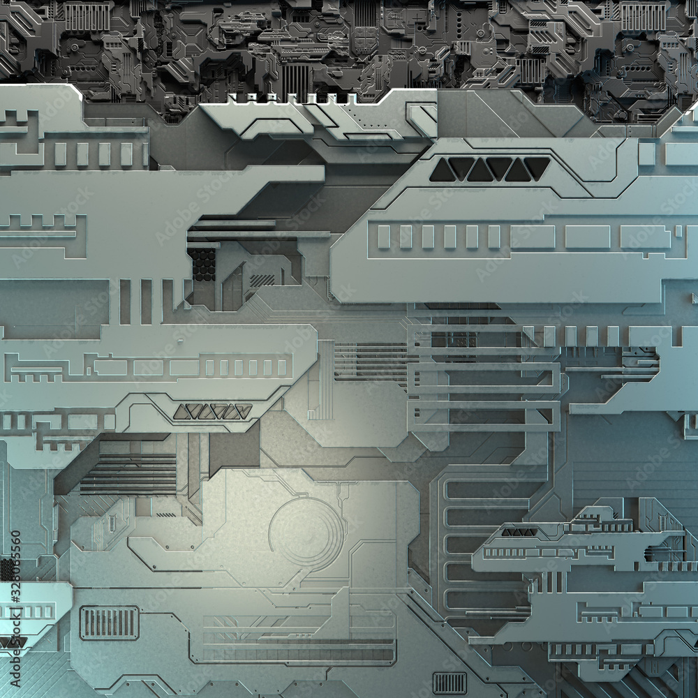 SciFi Panels. Futuristic texture. Spaceship hull geometric pattern. 3d ...