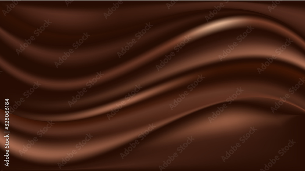 Chocolate wavy swirl background. Abstract satin chocolate waves. Vector ...