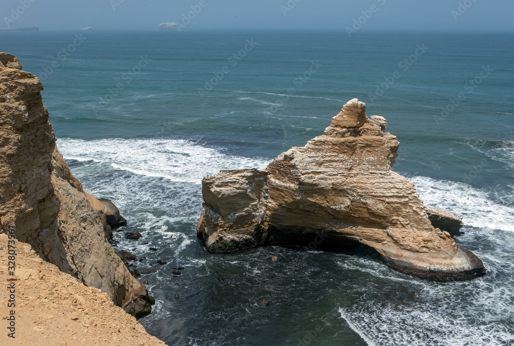 Paracas national park. Peru. Ocean and desert. Playa el puente. Coastal ...