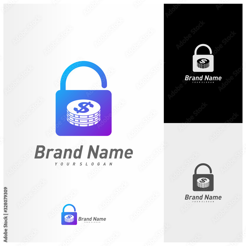 Money lock logo vector template. Lock with money logo design concept ...