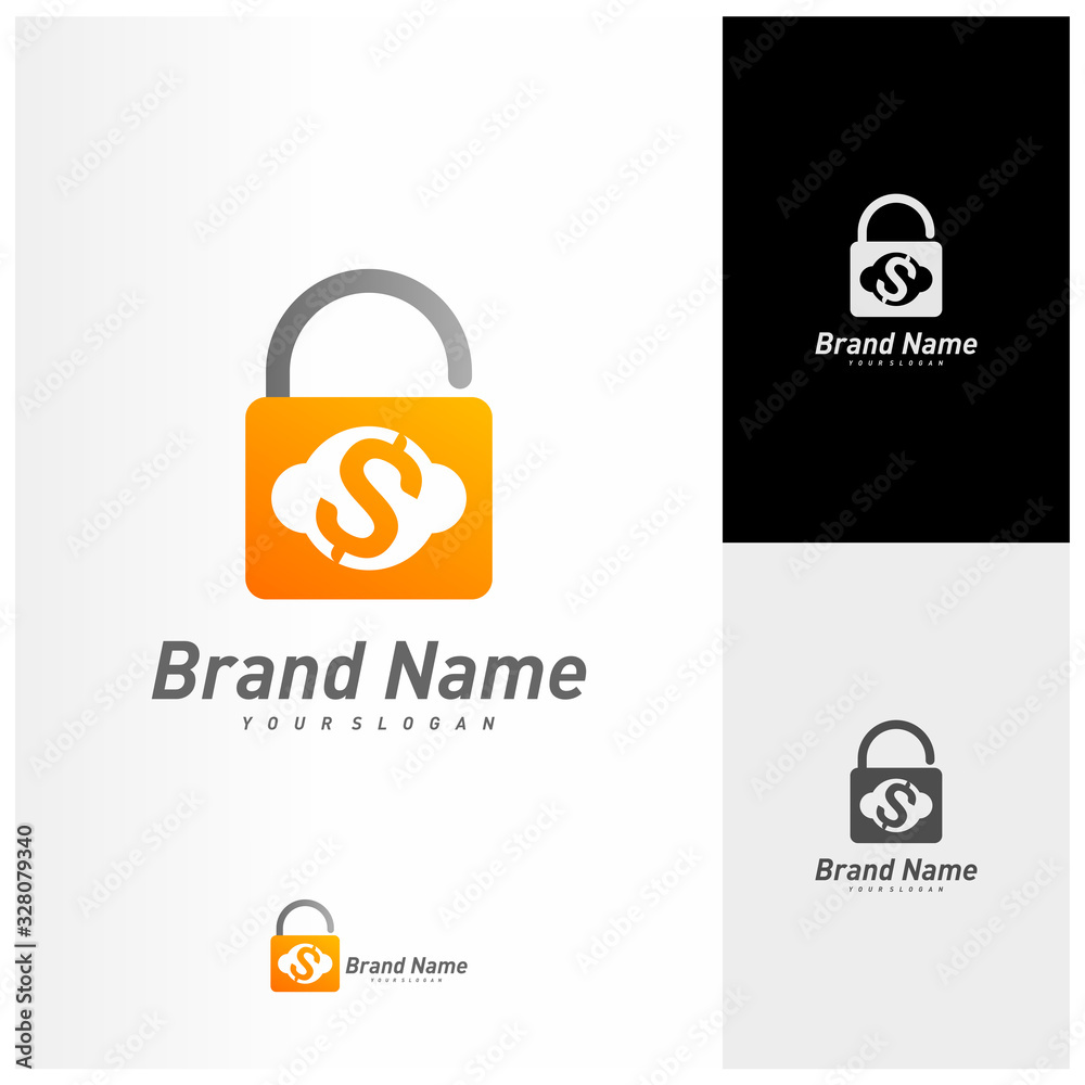 Money lock logo vector template. Lock with money logo design concept ...