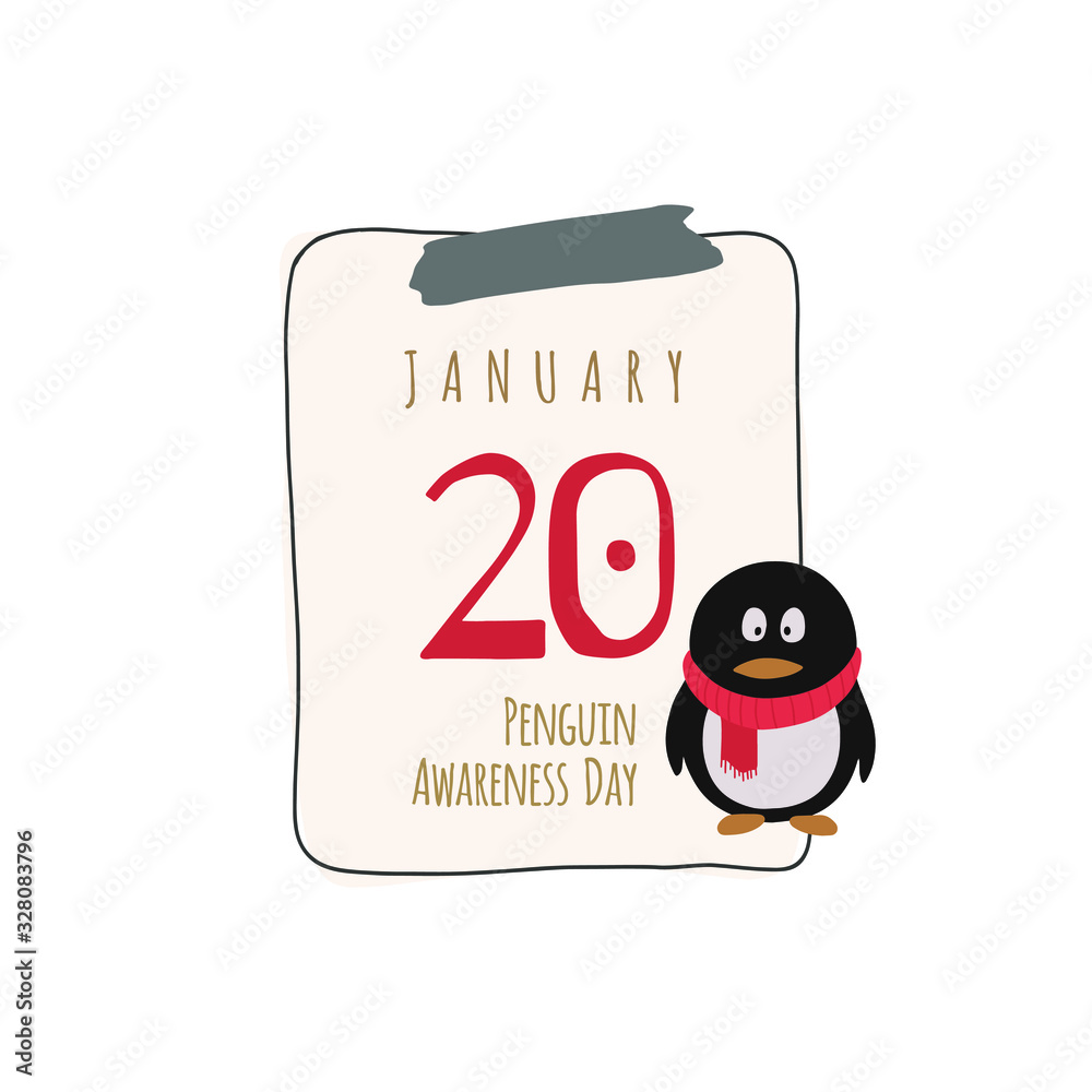 Calendar sheet, vector illustration on the theme of Penguin Awareness ...