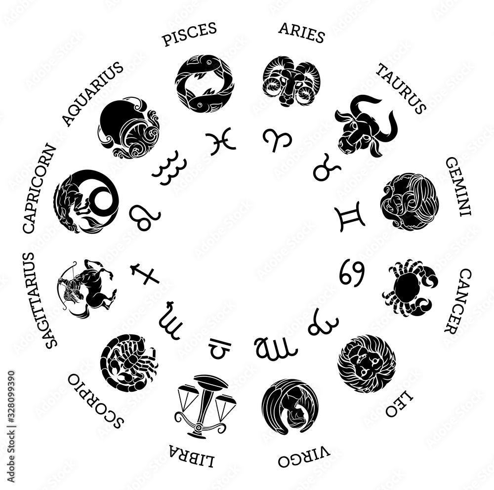 Astrological zodiac horoscope star signs symbols icon set Stock Vector ...