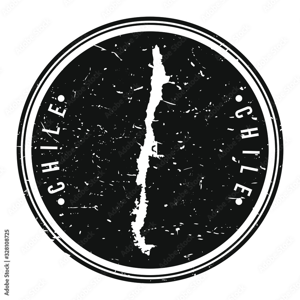 Chile Map Symbol. Round Design Stamp Travel and Business Vector. Stock ...