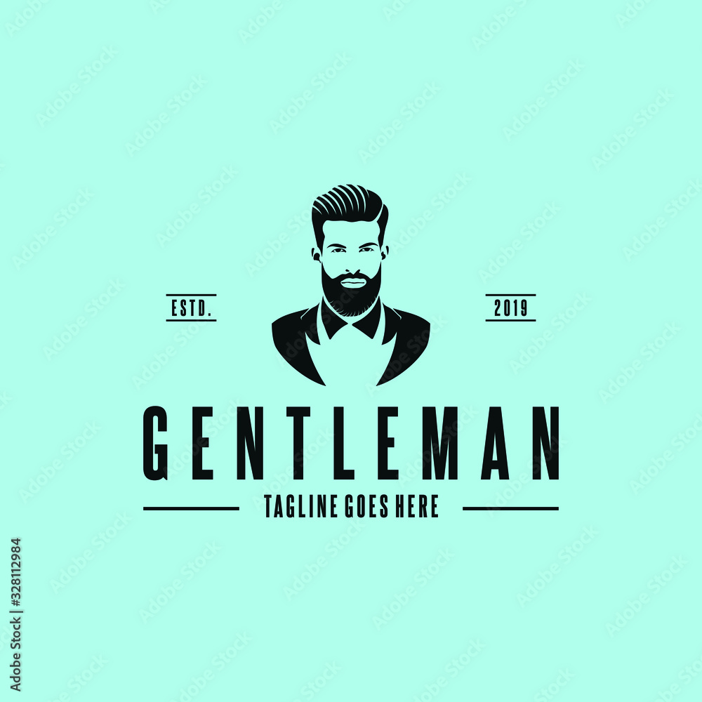 Gentleman logo design. Awesome our combination man & beard logo. A ...