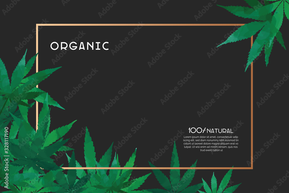 Cannabis green leaves framework. Poster, flyer template universal ...