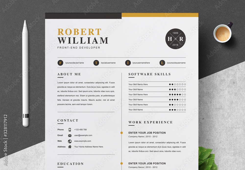 Professional Resume Layouts Stock Template | Adobe Stock