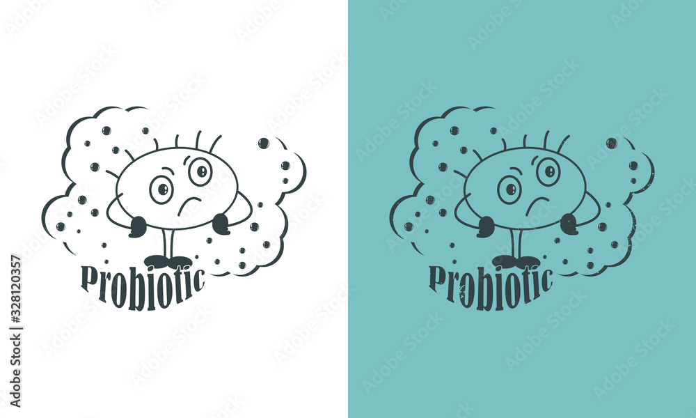 Cartoon probiotic. Vector retro illustration in two variants. vector de ...