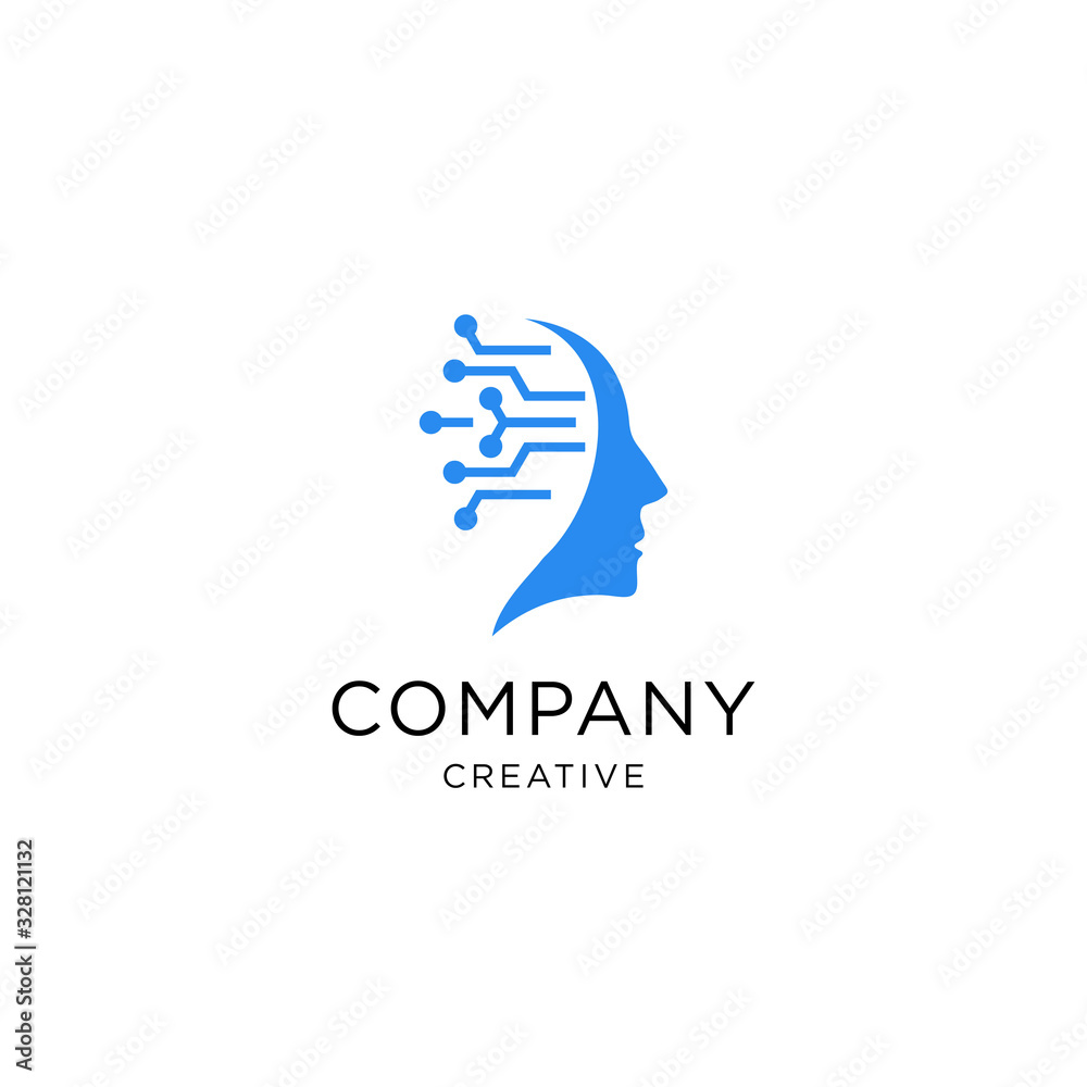 Head Tech logo, colorful Head logo concept vector, Head digital ...