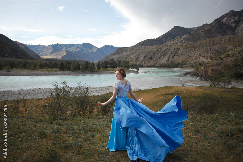 The Tale of the Mermaid. Tale of the River Nymph. Girl in a blue dress ...