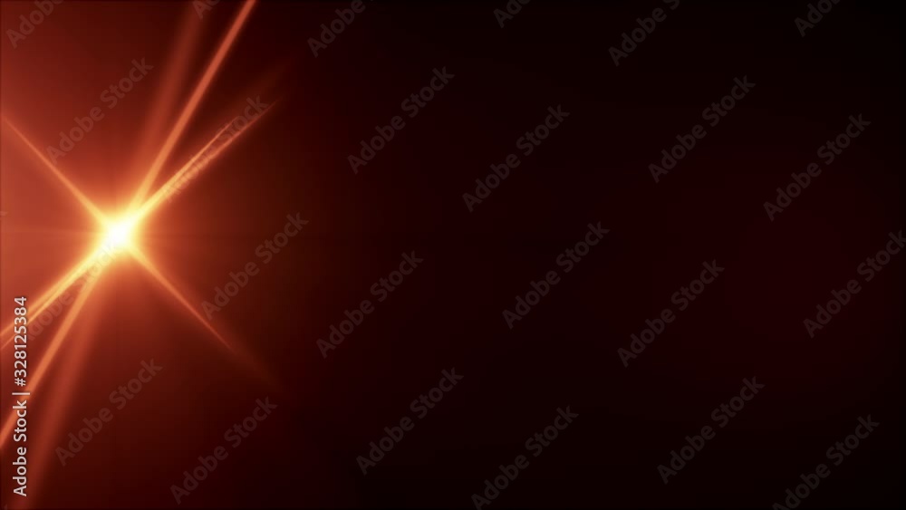 Optical lens flare effect bright orange light appearing on top and move ...