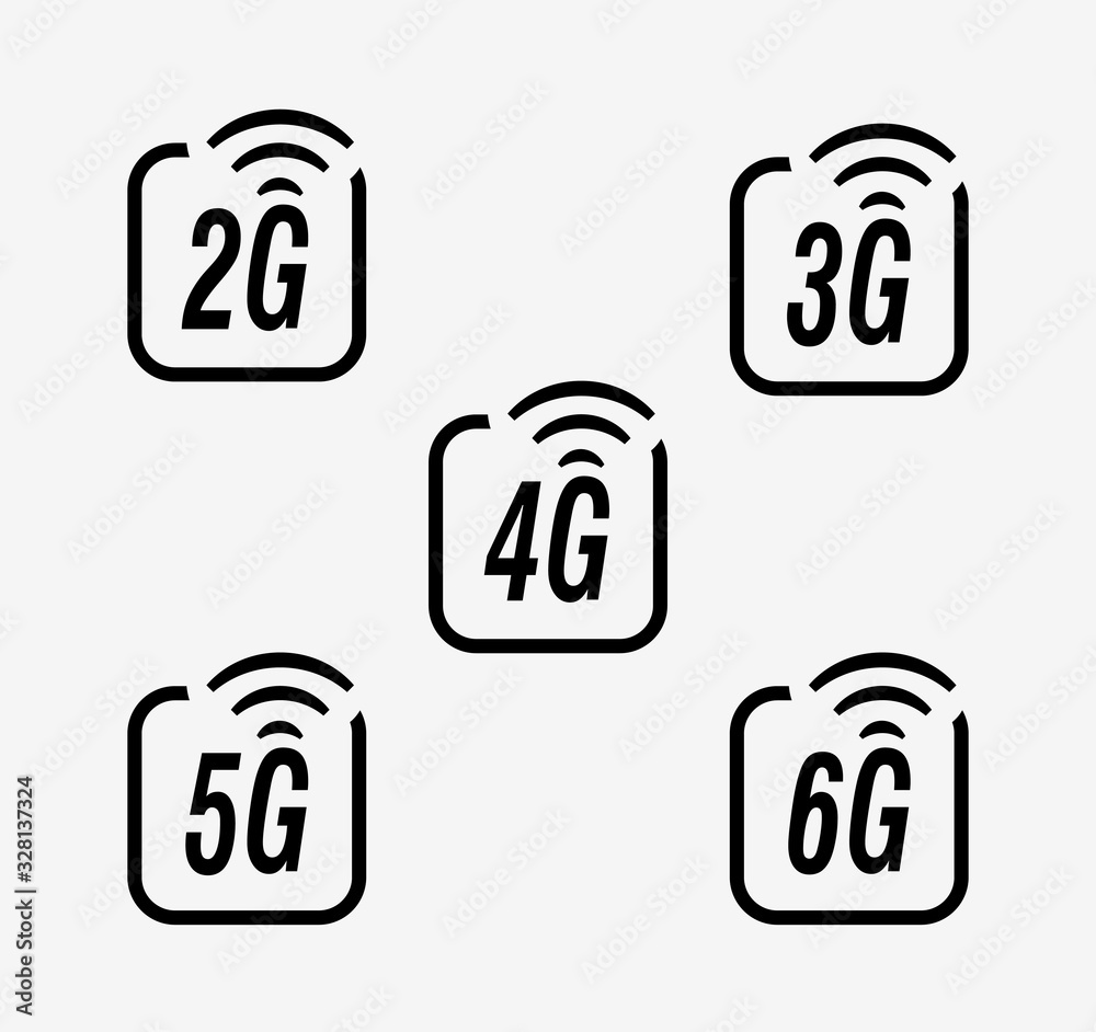 Vetor de 2G, 3G, 4G, 5G & 6G Icons do Stock | Adobe Stock