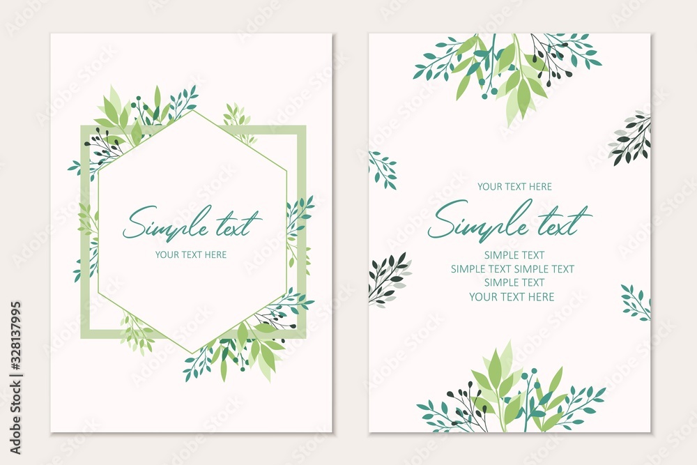 botanical card template. Invitation cards Stock Vector | Adobe Stock