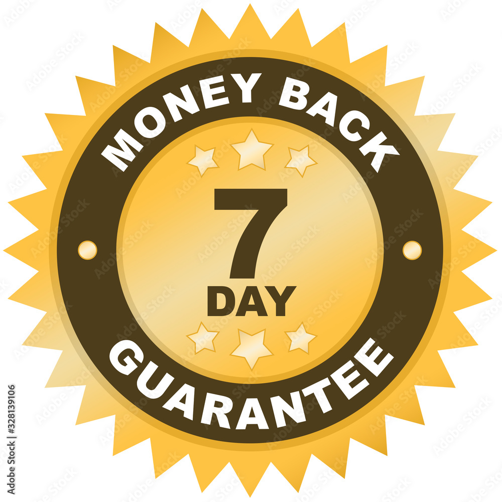 7 Day Money Back Guarantee product label or badge or sticker image ...