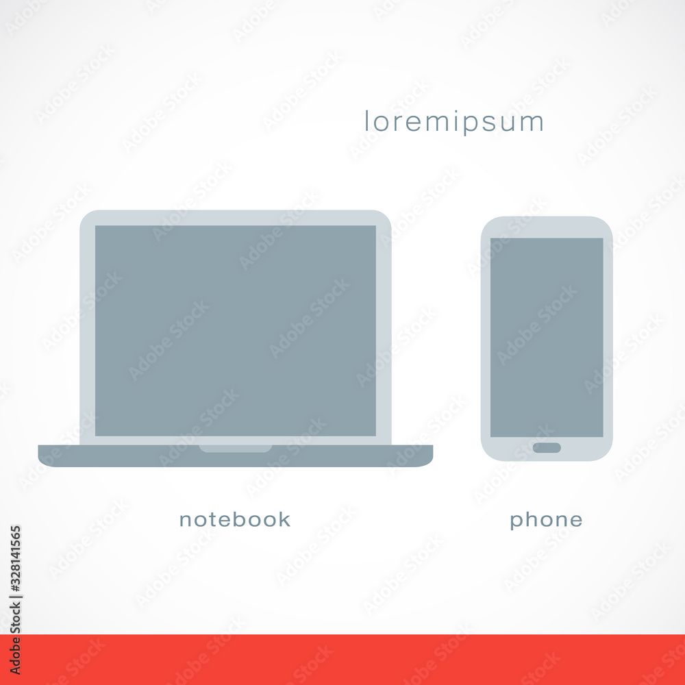 Laptop, mobile phone with blank screen. Vector collection gadgets Stock ...