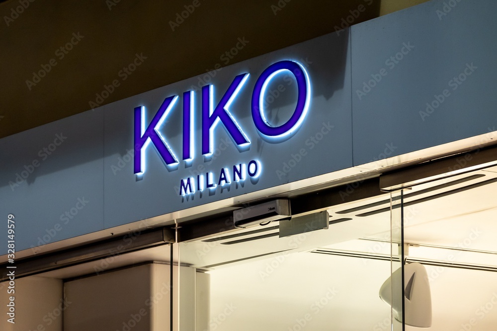 The logo of Kiko Milano outlet which provides make-up and treatments ...