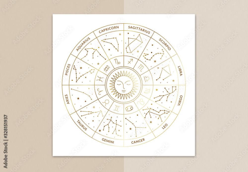 Zodiac Chart Card Layout Stock Template | Adobe Stock