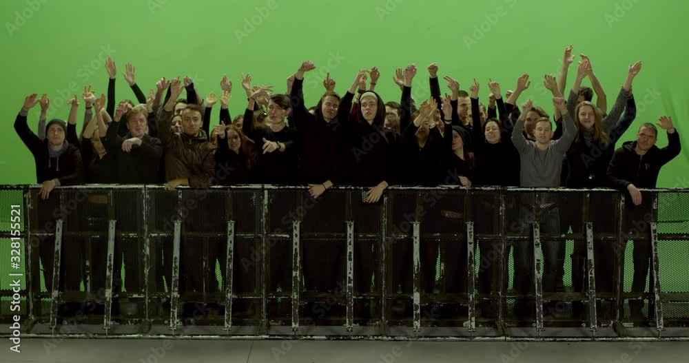 GREEN SCREEN CHROMA KEY Model released, Front view of huge crowd ...