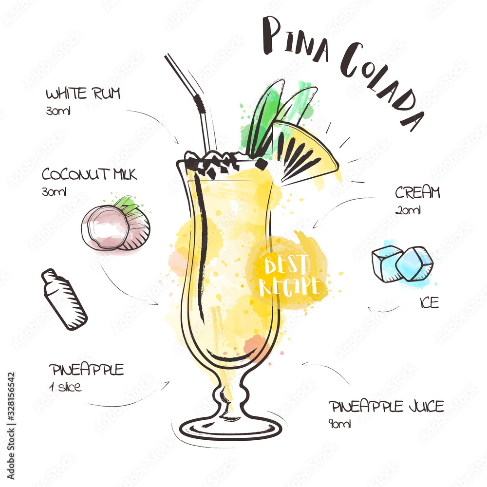 Image of a cocktail and a set of ingredients for making a drink at the ...