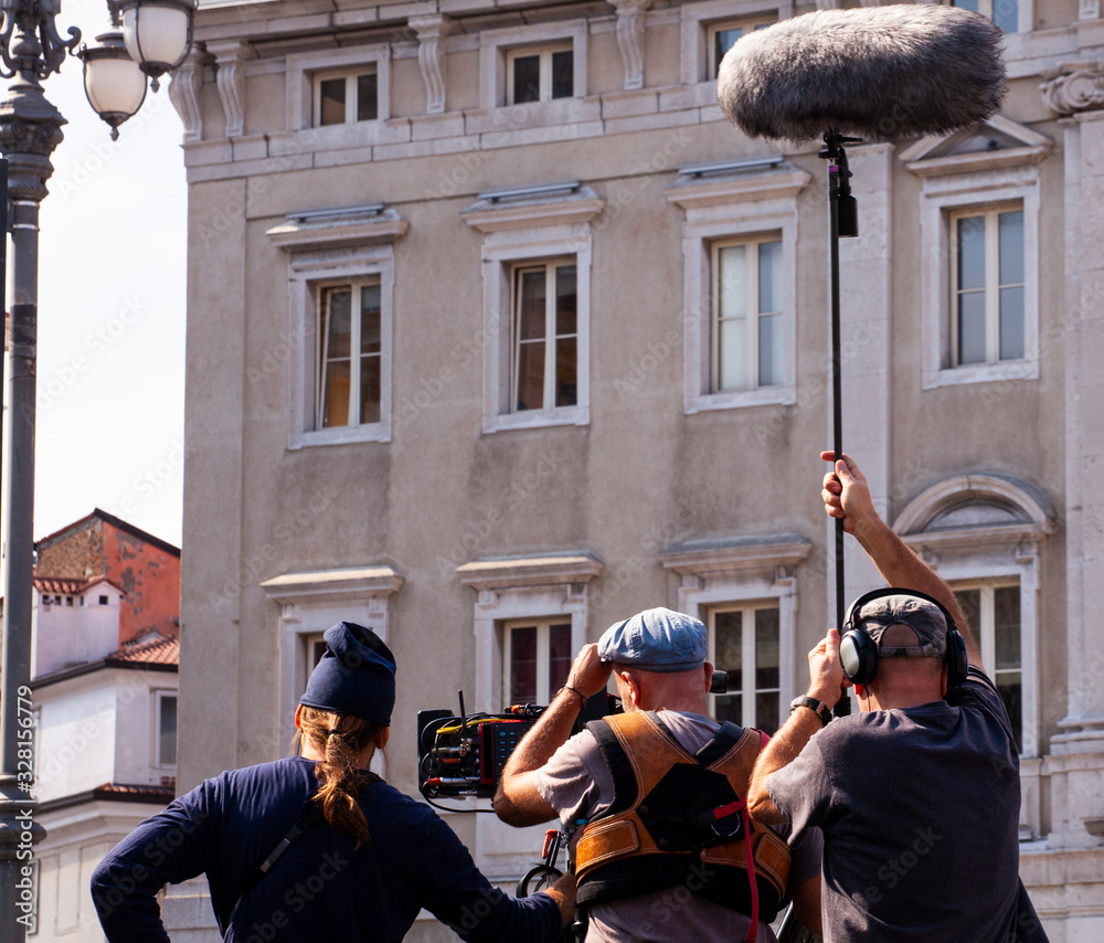 Film crew team filming movie scene Stock Photo | Adobe Stock