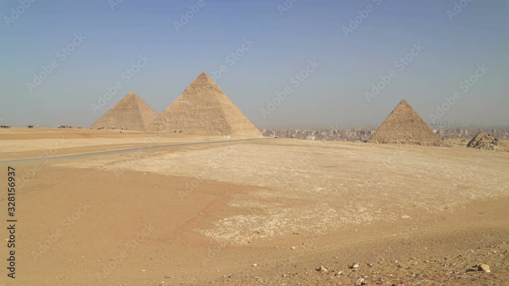 Panoramic view of Egyptian Pyramides located on the Giza Plateau in ...