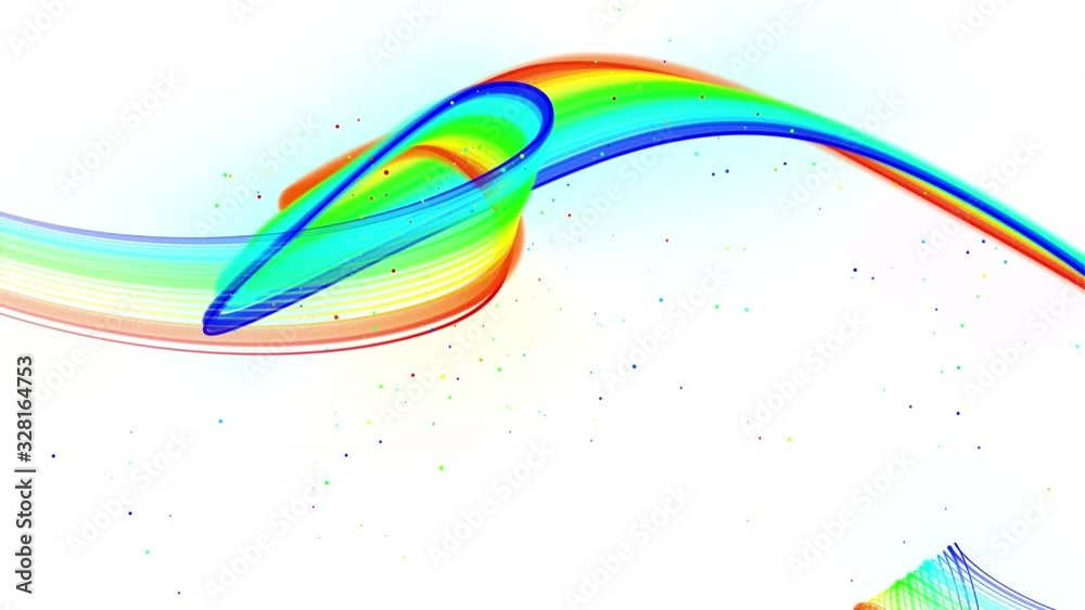 rainbow color glow lines fly in the air, smoothly oscillation and wave ...