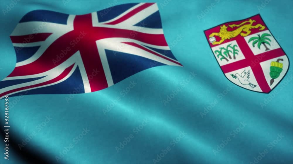 Fiji flag waving in the wind. National flag of Fiji. Sign of Fiji ...