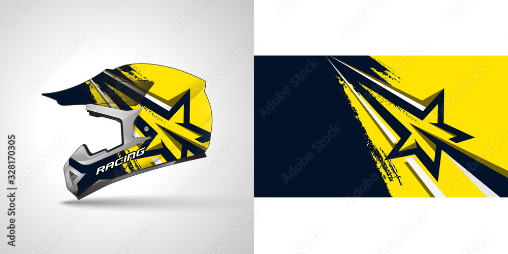 Racing helmet wrap decal and vinyl sticker design illustration. Stock ...