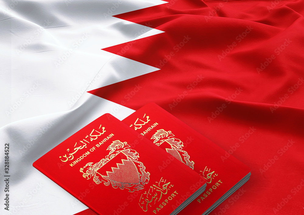 Bahraini passports,kingdom of Bahrain passports on the top of an ...