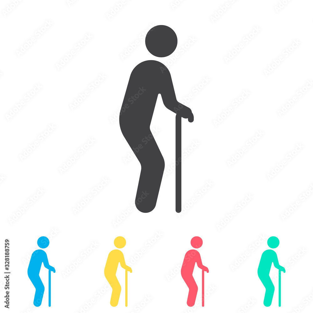 Old man multi color icon set. Simple glyph, flat vector of family icons ...