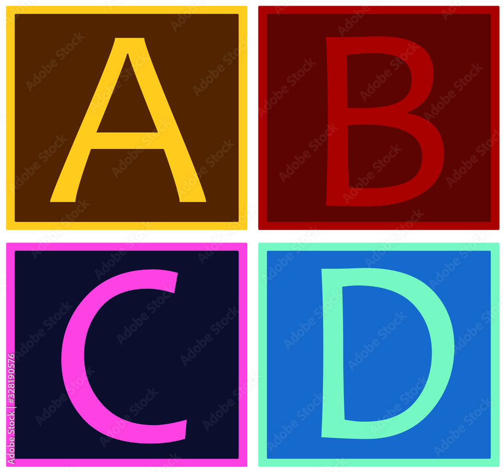 Vector banner illustration with the letters A, B, C and D Stock Vector ...
