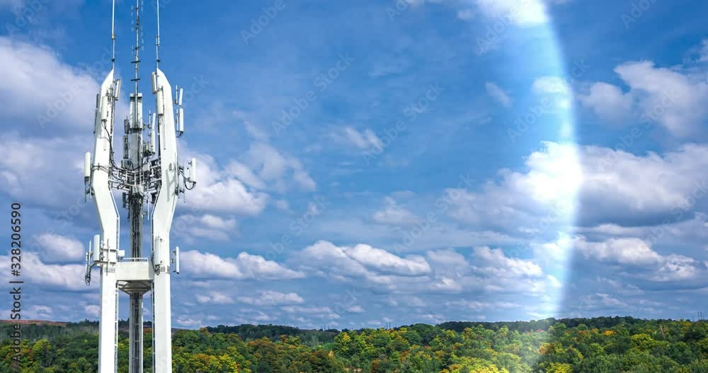 Time lapse of Cell tower antennas transmitting data, repeaters for mobile communications and the ...