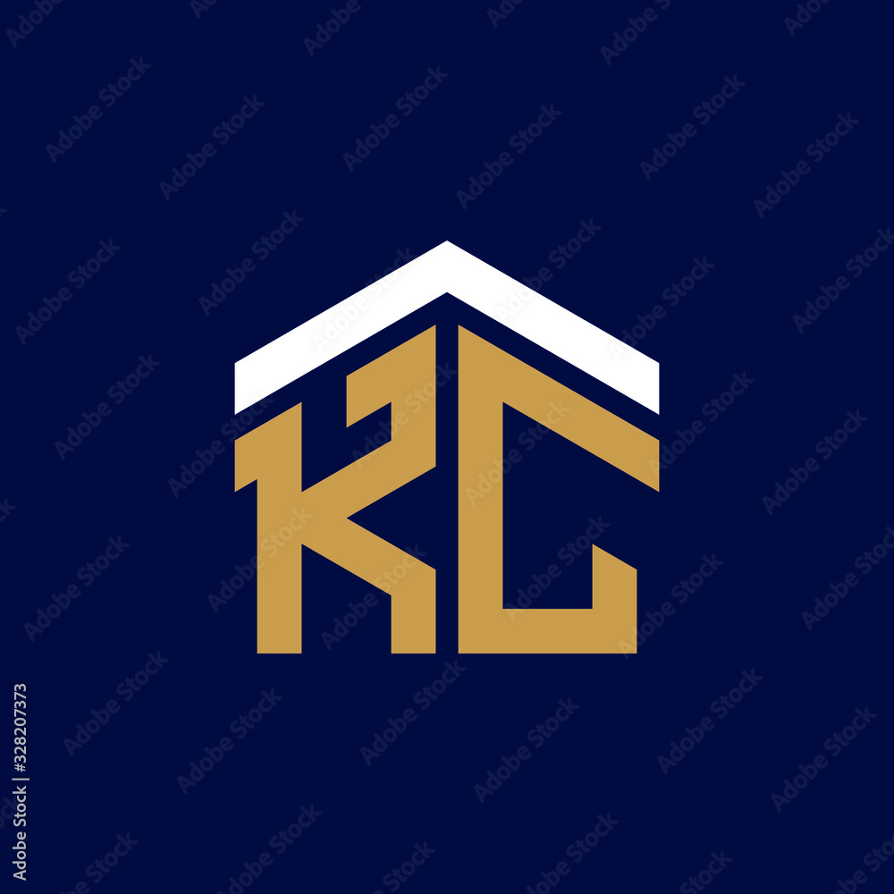 Initial Letters KC House Logo Design Stock Vector | Adobe Stock