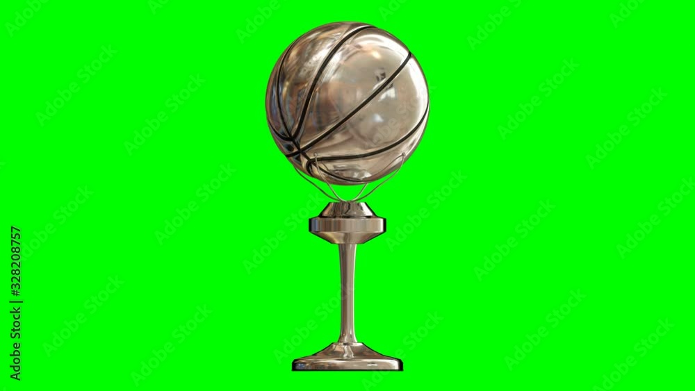 Animated spinning simple shining silver or second place basketball ...
