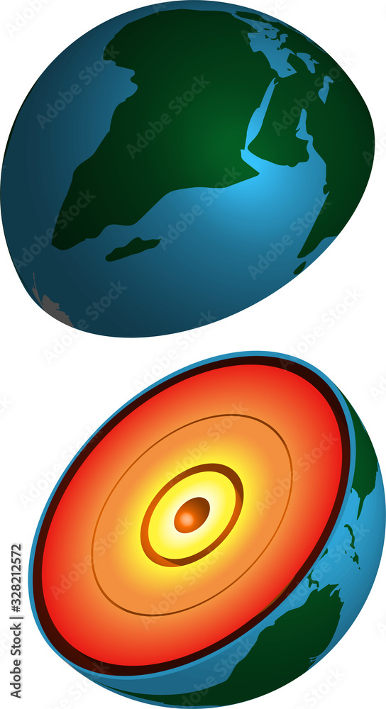 cutaway planet Earth with rock layers, realistic 3D vector image on a ...