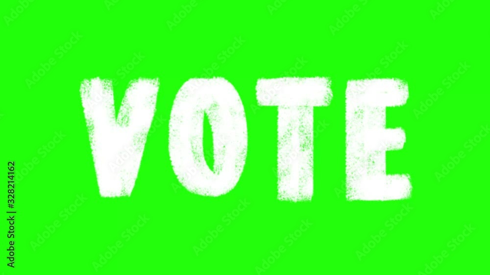 vote hand drawn stop motion animation text seamless loop on black ...