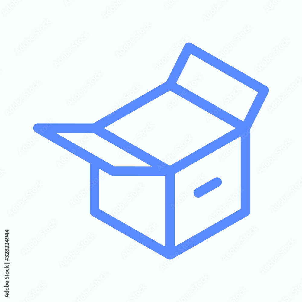 Open carton box icon for website UI design. Round and thin vector ...