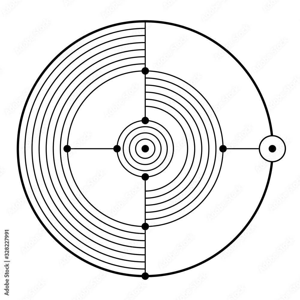 Abstract geometric symbol, isolated on white background. Black linear ...