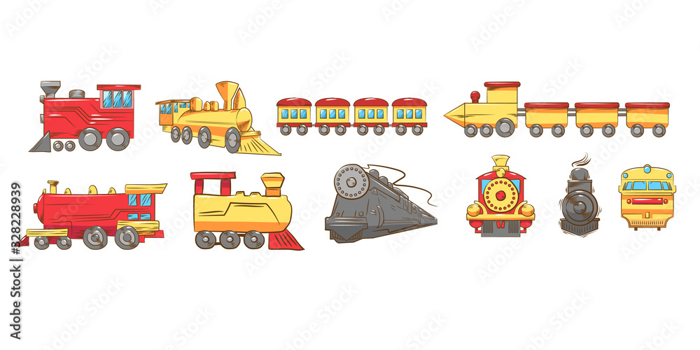 train vector set collection graphic clipart design Stock Vector | Adobe ...