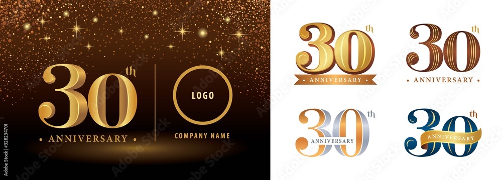 Set of 30th Anniversary logotype design, Thrity years Celebrating ...