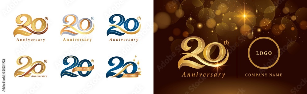 Set of 20th Anniversary logotype design, Twenty years Celebrating ...